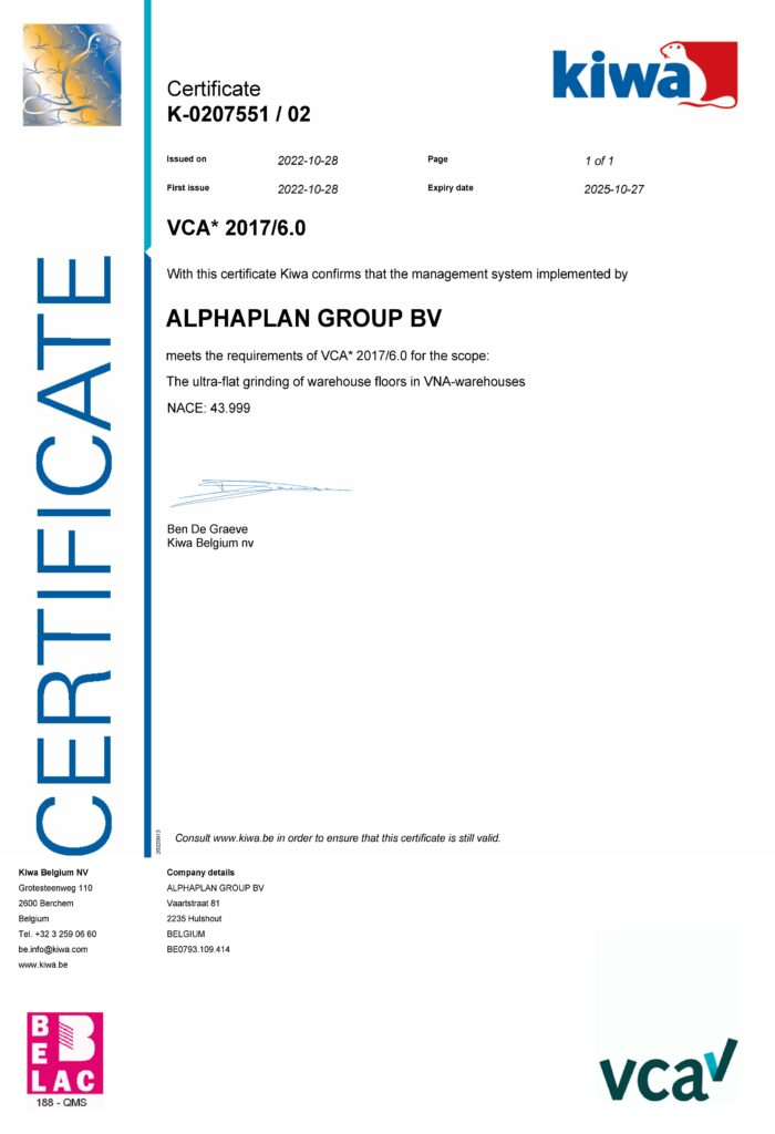 ISO VCA Certified - Alphaplan